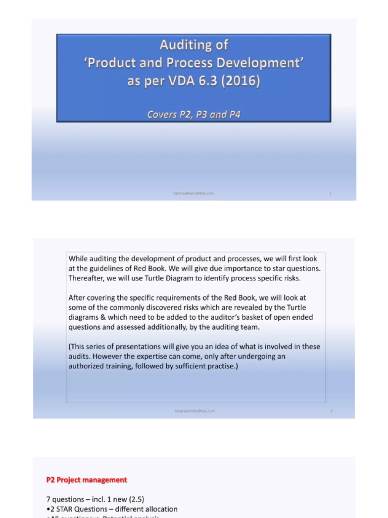 Summarized Presentation VDA 6.3 2016 (Development) | PDF