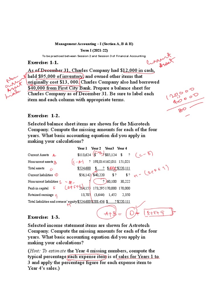 Accounting Exercises for Students | PDF | Retained Earnings | Balance Sheet