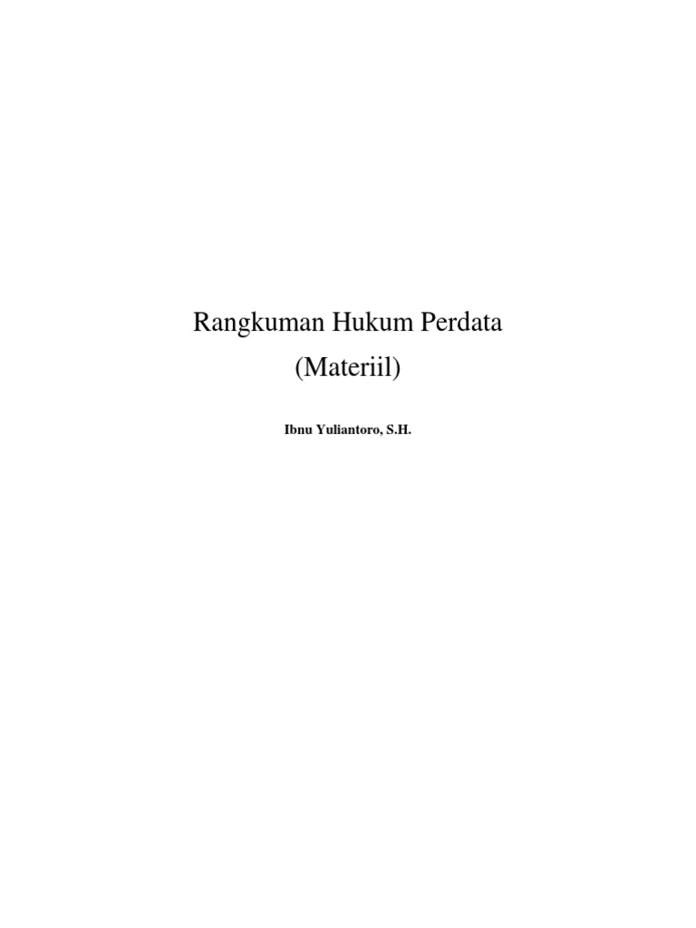 Rangkuman Hukum Perdata Materiil PDF | PDF