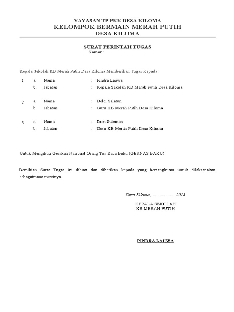 Contoh SPPD Perjalanan Dinas Sekolah | PDF