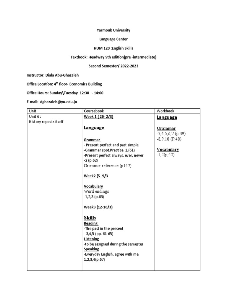 120 Weekly Syllabus | PDF | English Language | Languages