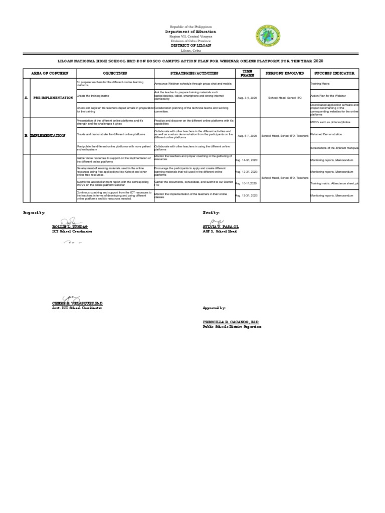 Action Plan LNHS DB | PDF | Career & Growth