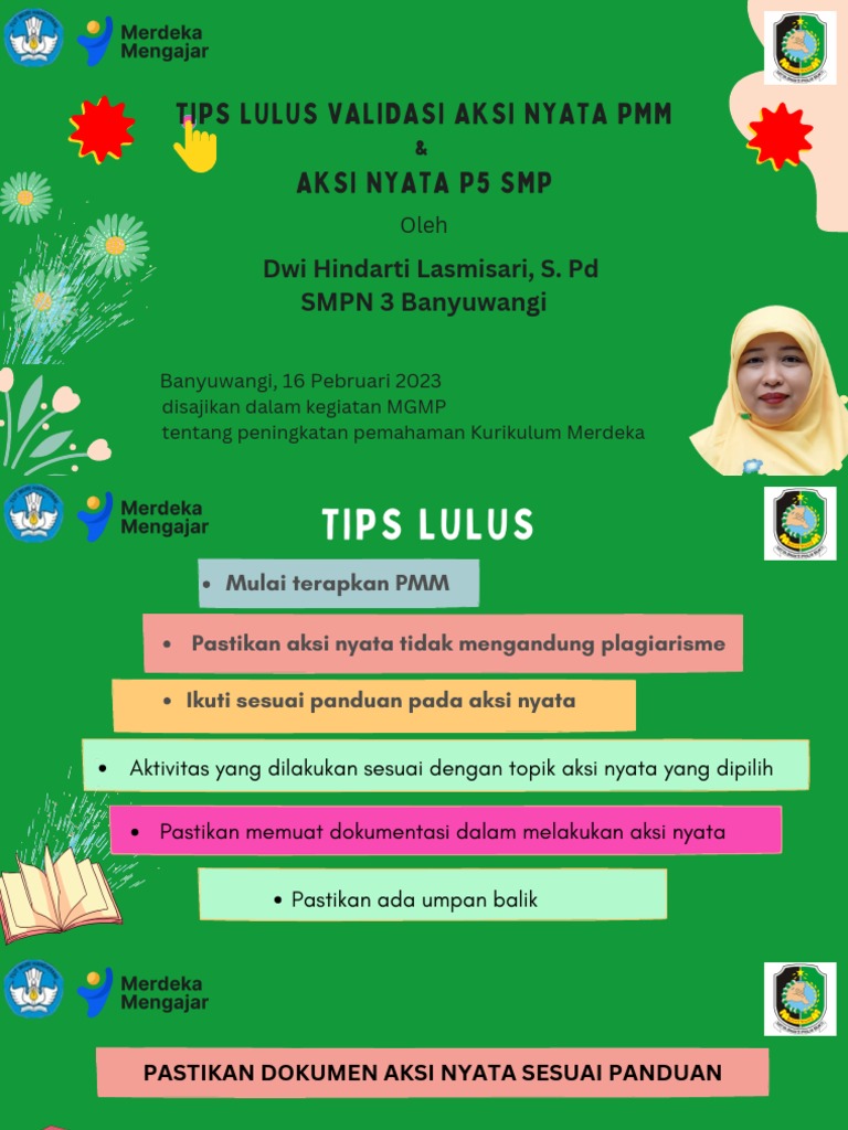 Tips Lulus Validasi Aksi Nyata Platform Merdeka Mengajar | PDF