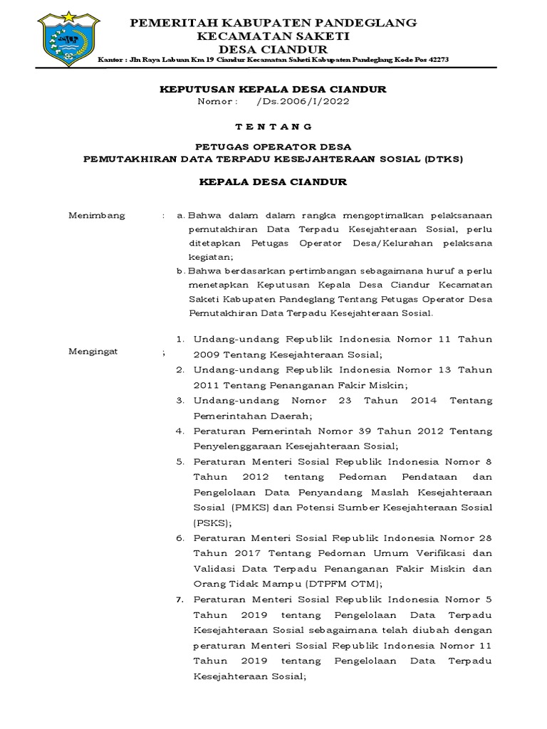 SK OPERATOR DTKS | PDF