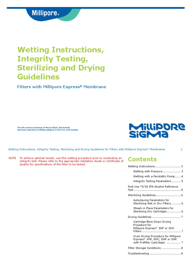 Millipore Express Membrane Wetting Guideug Ug4224en Ms PDF | PDF | Pump ...