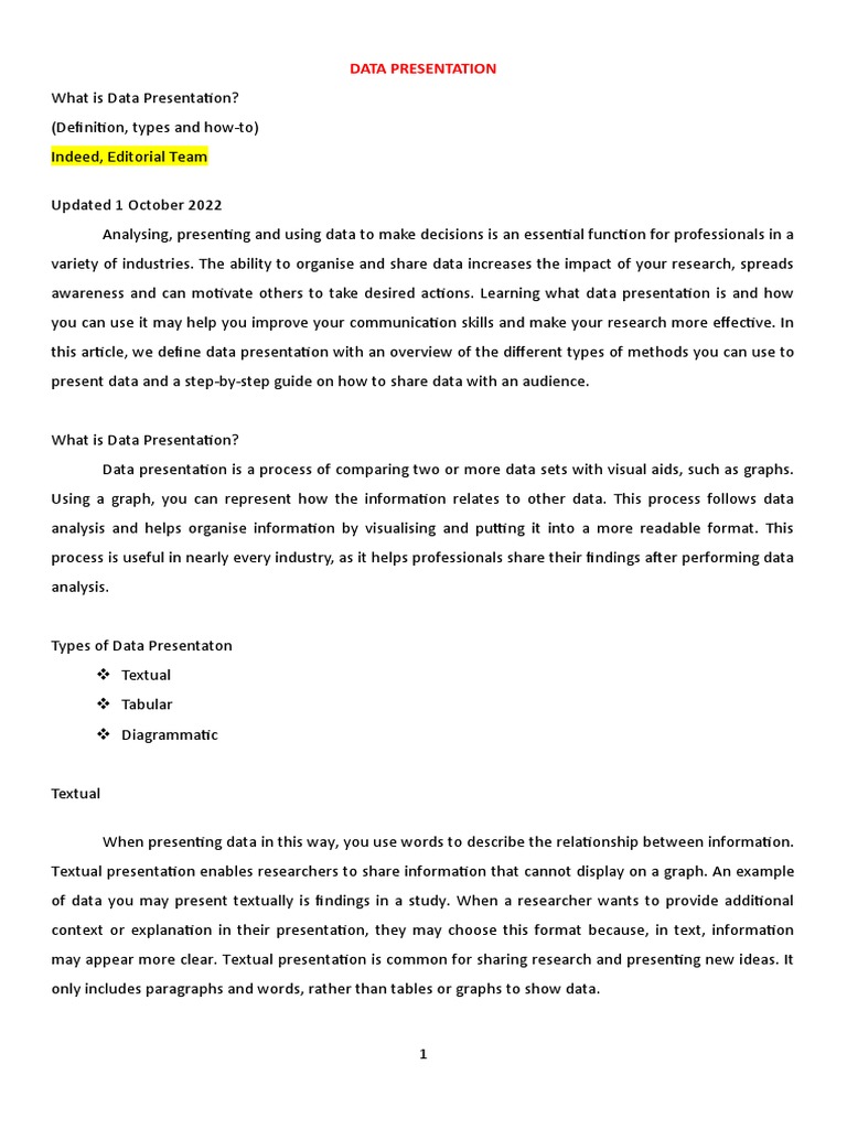 Data Presentation | PDF | Data | Information