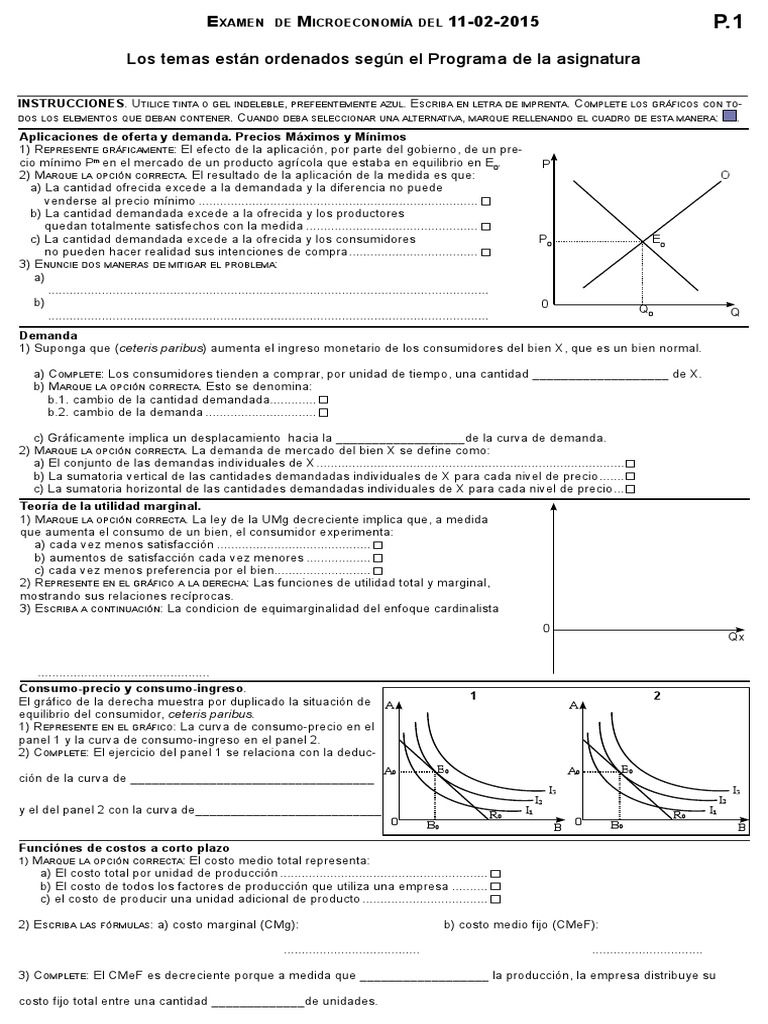 Examen 1 Del 11-02-15 | PDF | Monopolio | Mercado (economía)