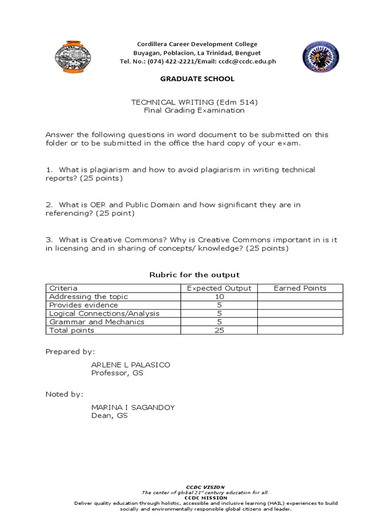 Final Exam - Tech Writing | PDF | Career & Growth | Art