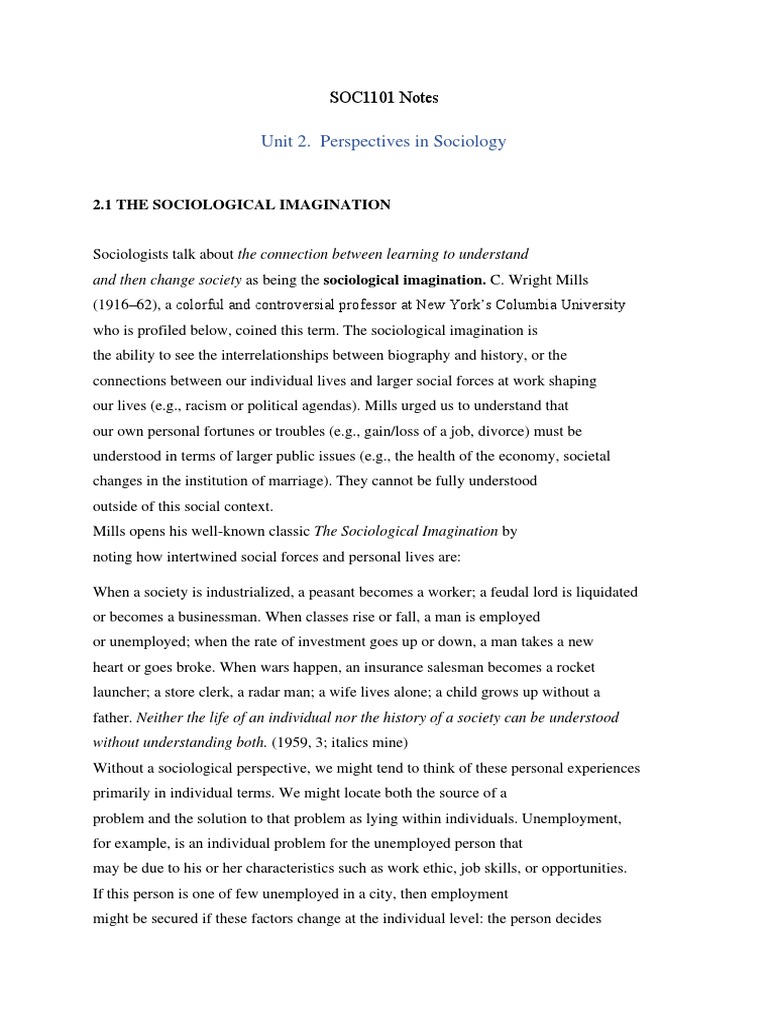 SOC1101 Notes UNIT 2 | PDF | Sociology | Positivism