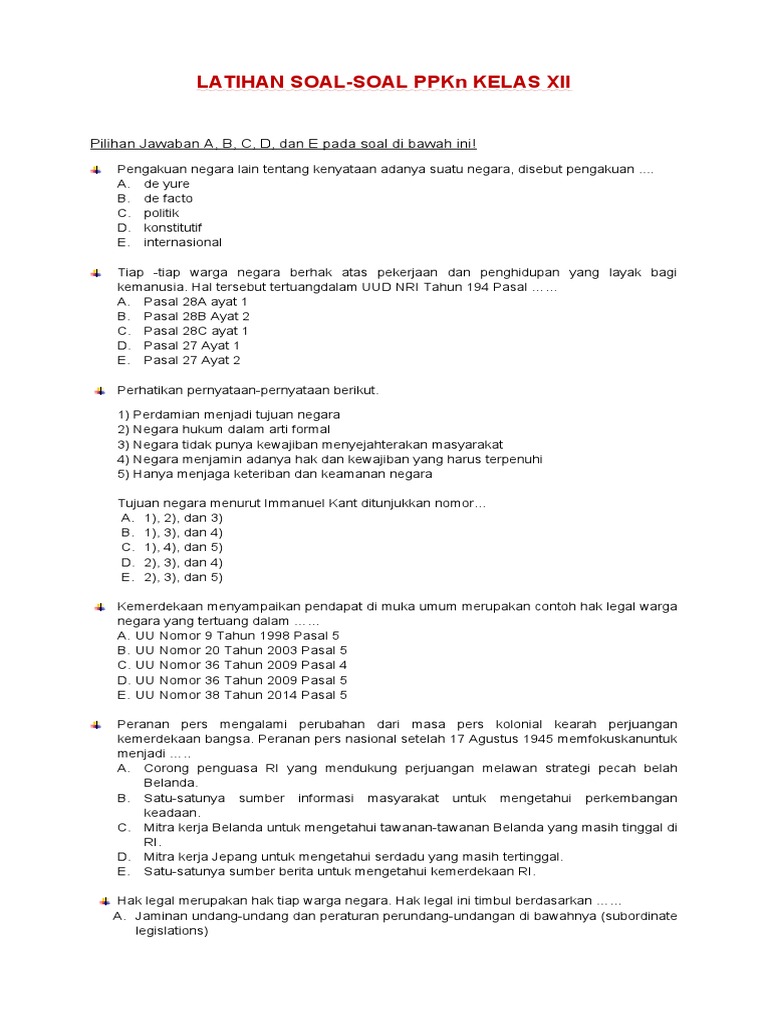 LATIHAN SOAL PPKN XII | PDF