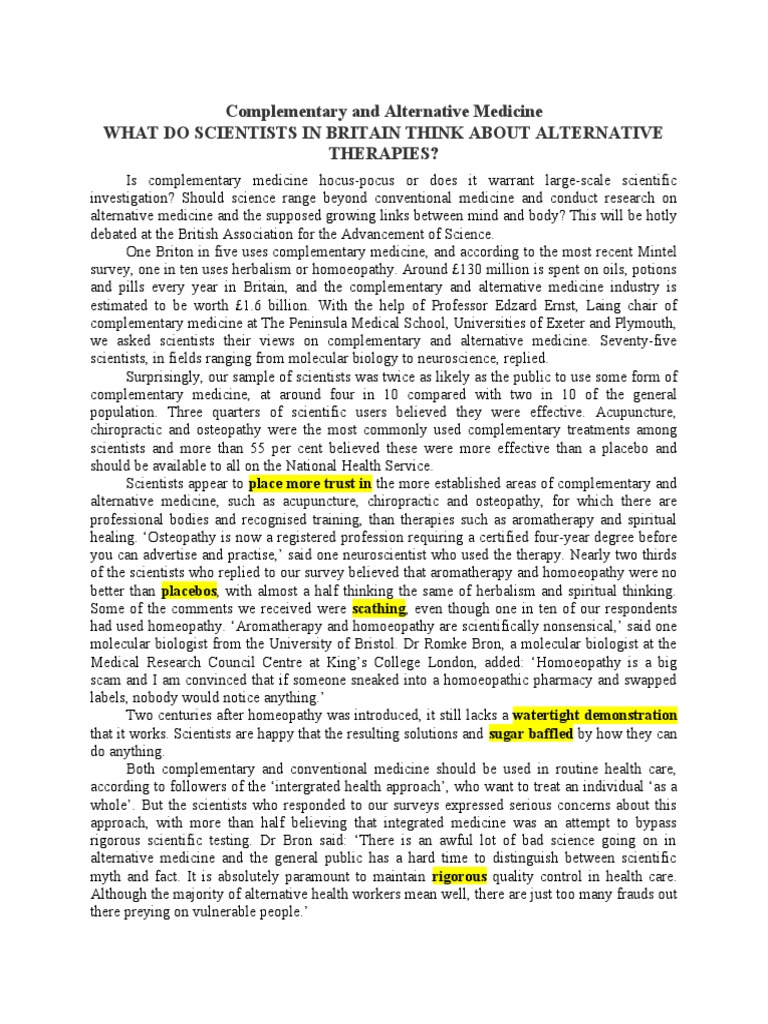 Complementary and Alternative Medicine | PDF | Alternative Medicine ...