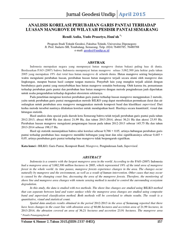 Aulia Et Al - ANALISIS KORELASI PERUBAHAN GARIS PANTAI TERHADAP LUASAN MANGROVE DI WILAYAH ...