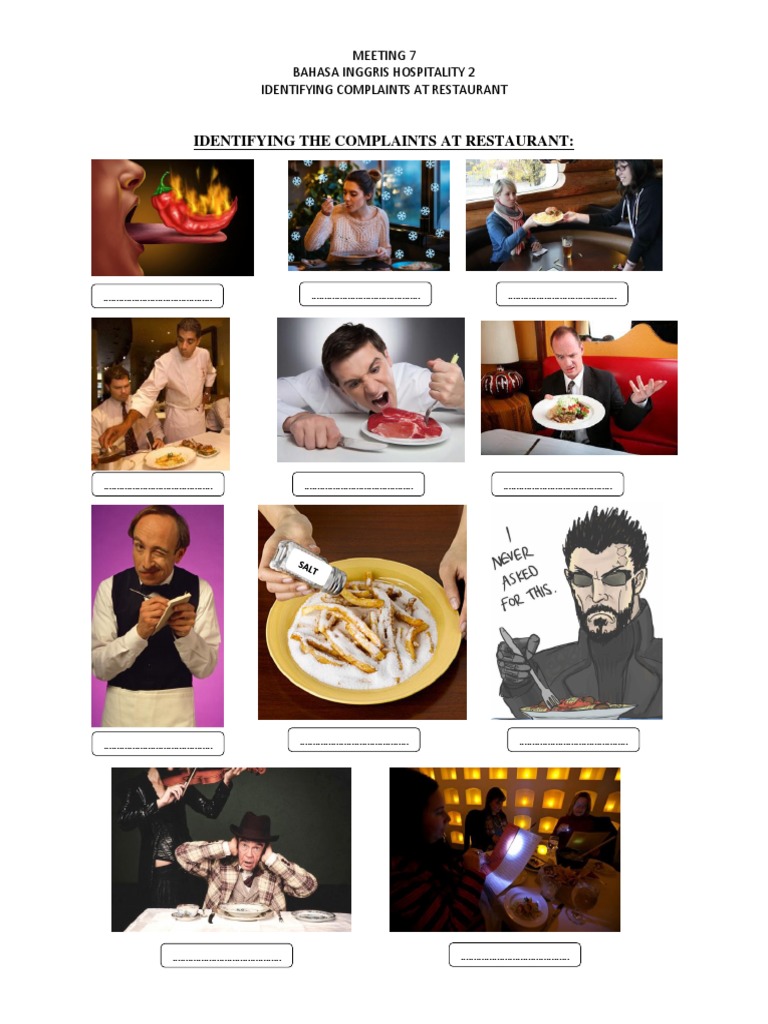 Meeting 6, Identify Kinds of Complaint PDF | PDF | Waiting Staff | Food ...