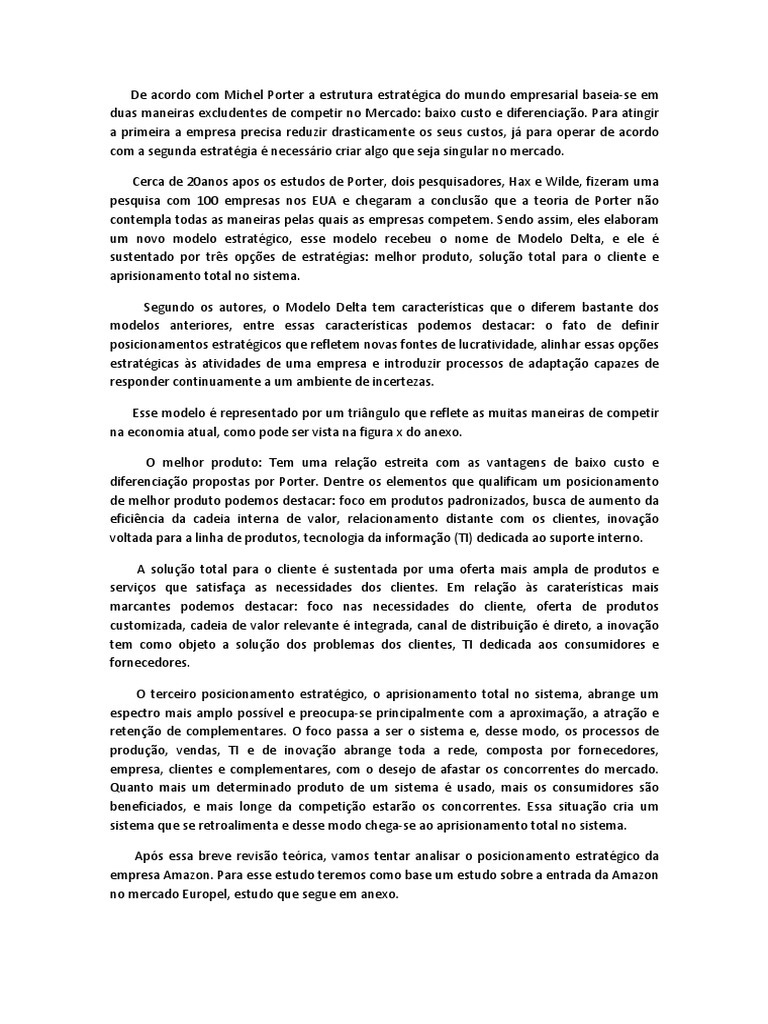 Análise do posicionamento estratégico da Amazon utilizando o Modelo ...