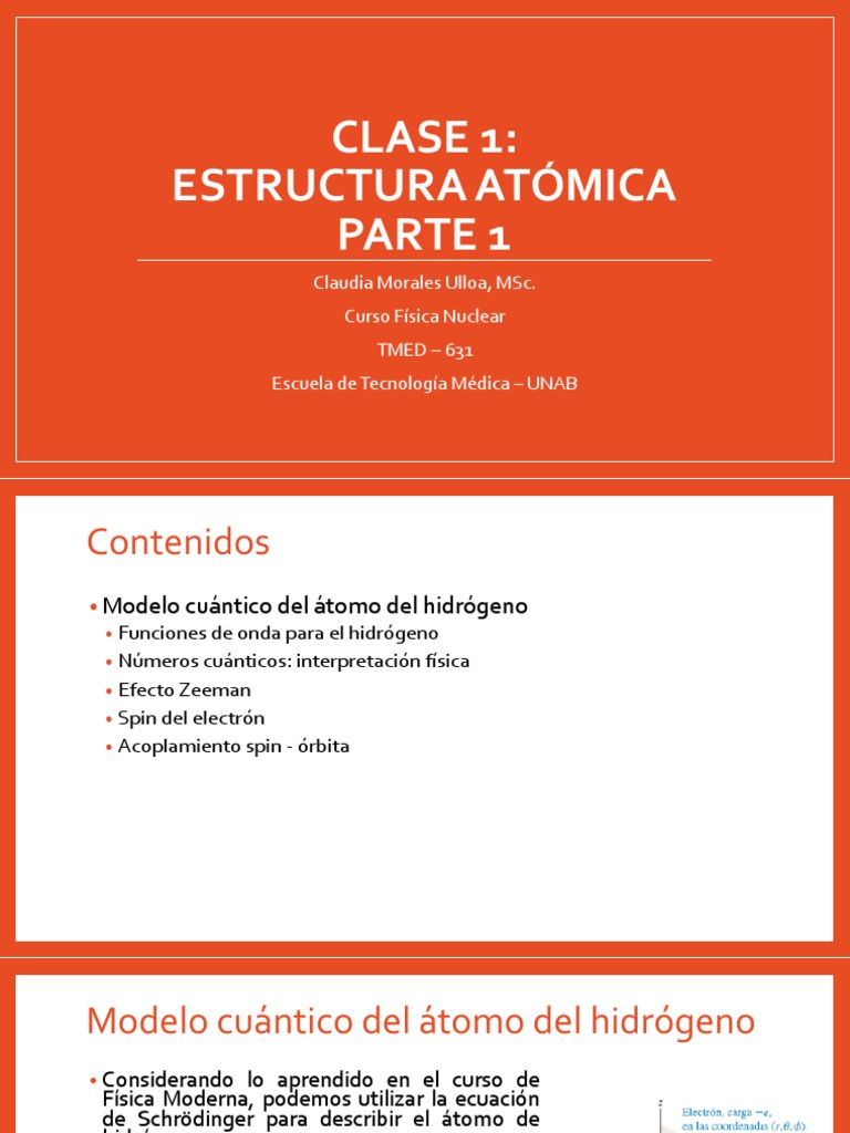 Clase 01 - Estructura Atómica (P1) | PDF | Orbital atómico | Mecánica cuántica
