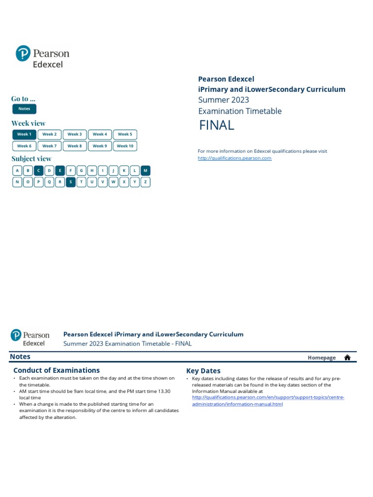 Edexcel iPrimary & iLowerSecondary Exams 2023 | PDF | Qualifications ...