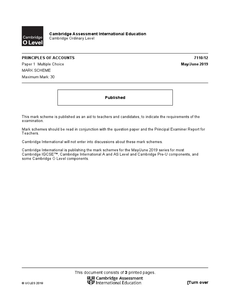 Cambridge Assessment International Education: Principles of Accounts ...