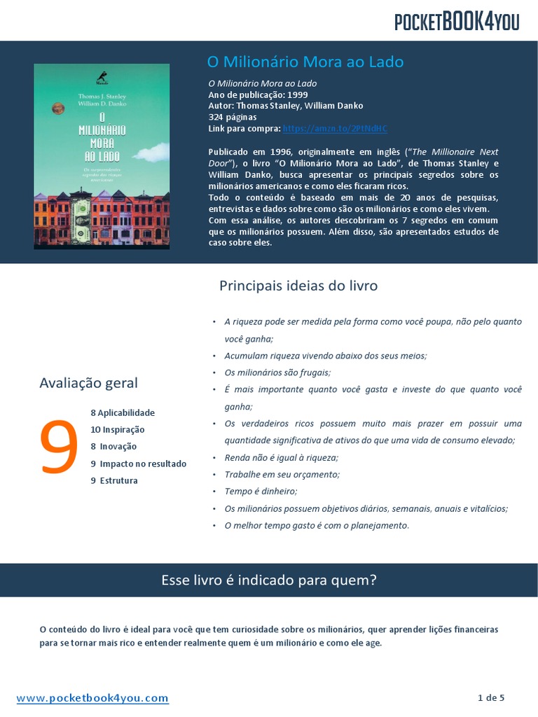 O Milionário Mora Ao Lado - Thomas Stanley, William Danko | PDF ...