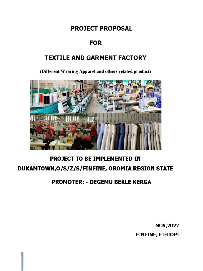 Project Proposal FOR Textile and Garment Factory: (Different Wearing ...