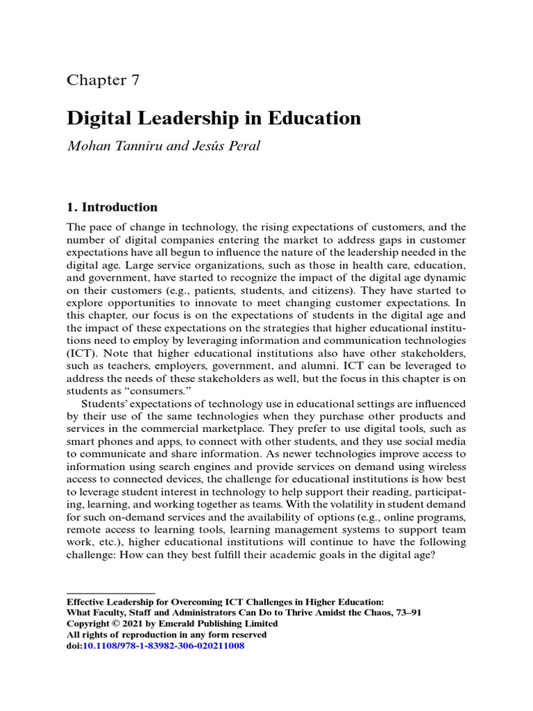 Digital Leadership, Mohan 2021 | PDF | Learning | Parsing
