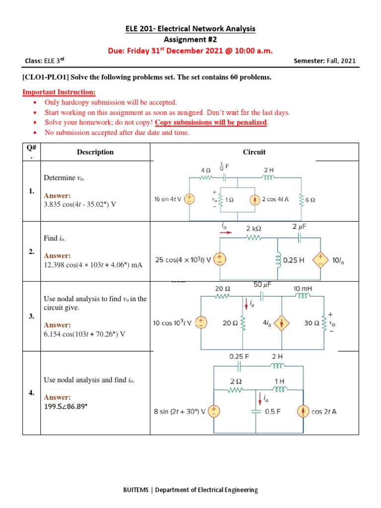 Assignment 2 | PDF | Electrical Network | Network Analysis (Electrical Circuits)