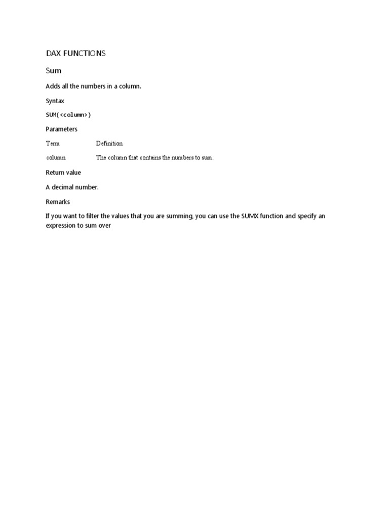 Dax Functions | PDF
