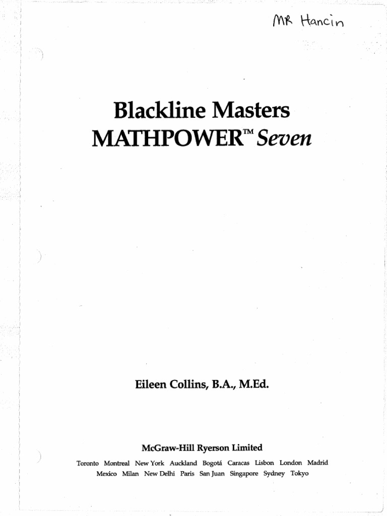 Math Power 7 Blackline Masters | PDF