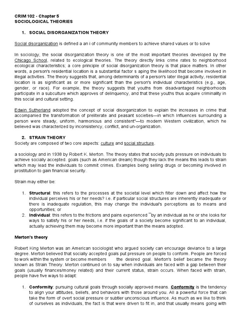 Crim 102 - Chapter 5 | PDF | Deviance (Sociology) | Juvenile Delinquency