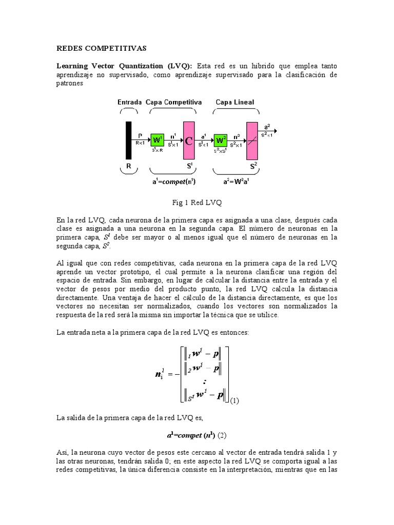 Redes Competitivas Learning Vector Quantization (LVQ) : Esta Red Es Un Híbrido Que Emplea Tanto ...