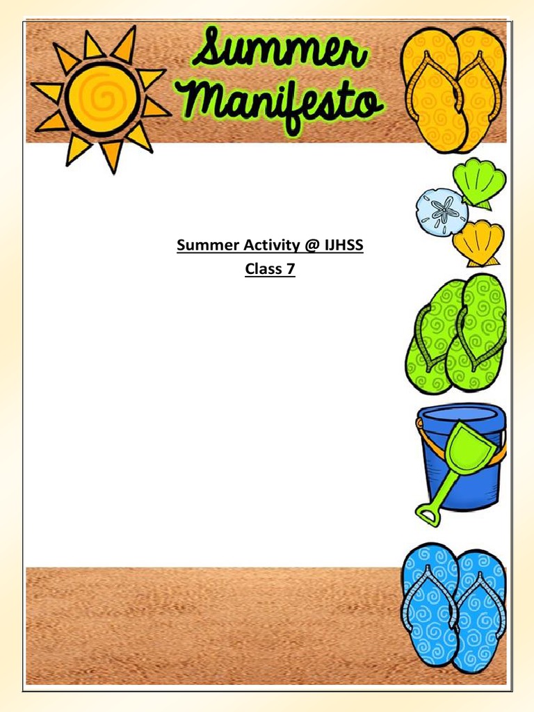 Summer Activity Class 7 | PDF