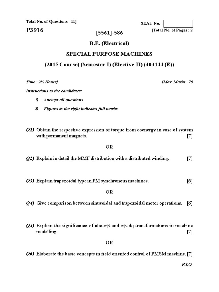 SPPU Solution | PDF | Electric Motor | Propulsion