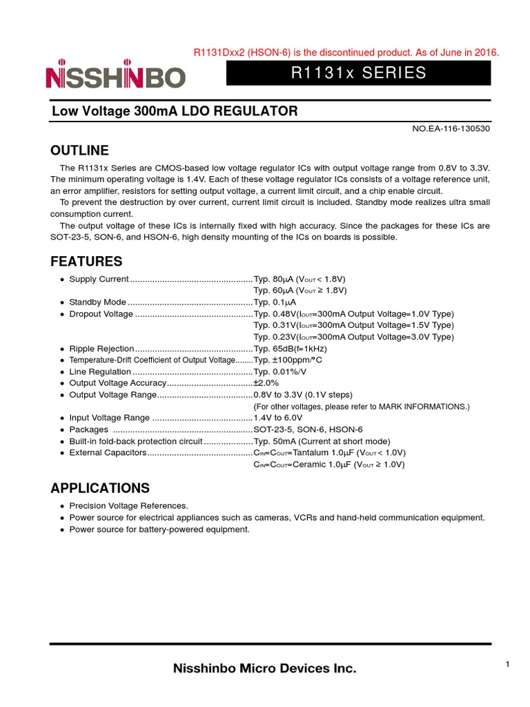 R1131x SERIES: Low Voltage 300ma LDO REGULATOR | PDF | Capacitor ...