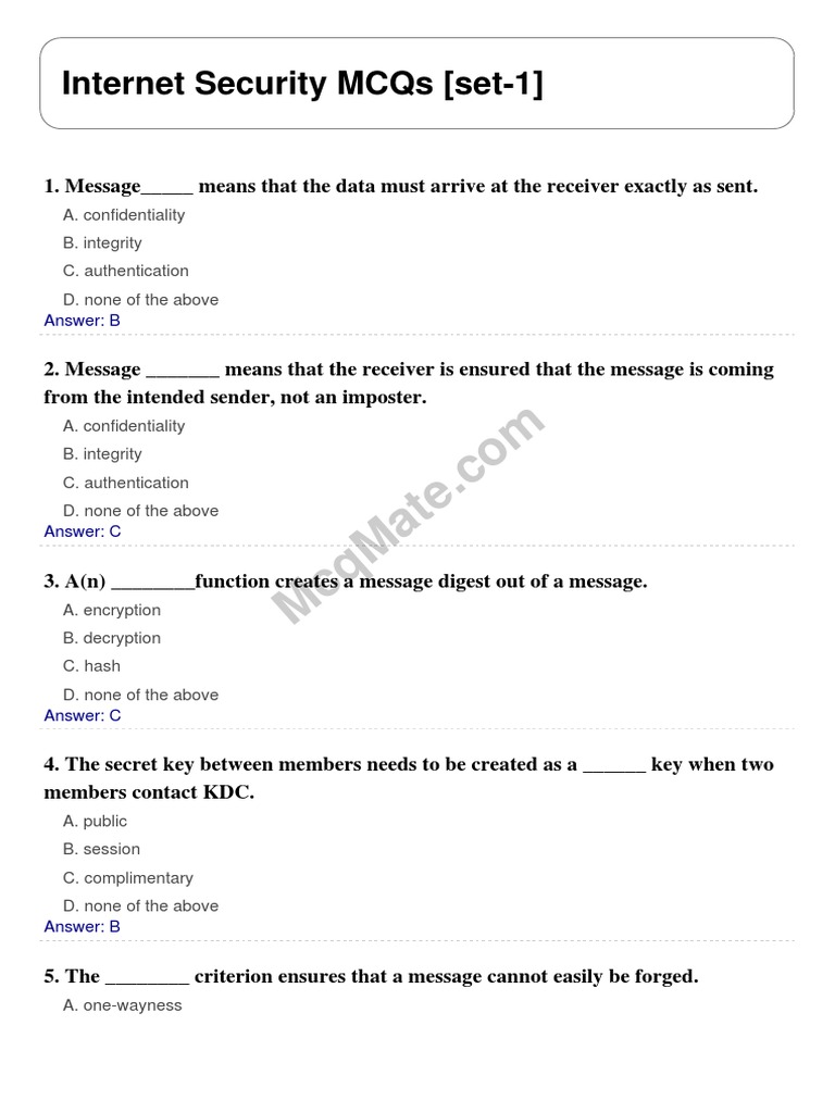 Internet Security Solved MCQs (Set-1) | PDF | Encryption | Public Key ... Internet Security Solved MCQs (Set-1) | PDF | Encryption | Public Key ...