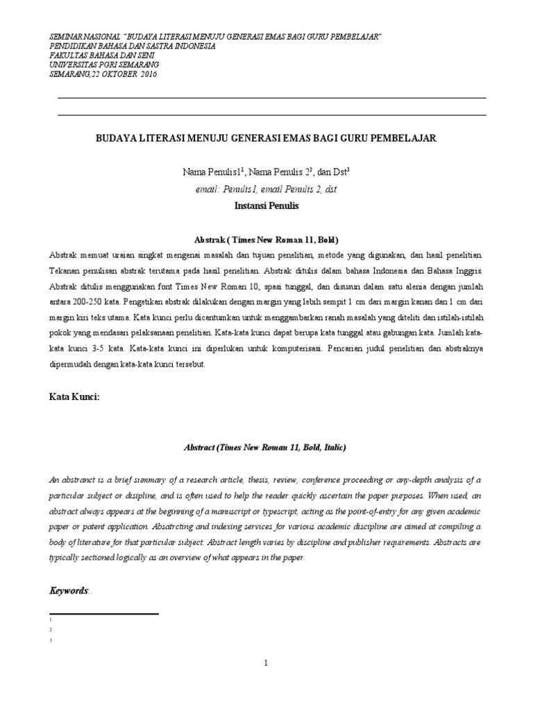 Template Seminar Nasional Literasi UPGRIS | PDF