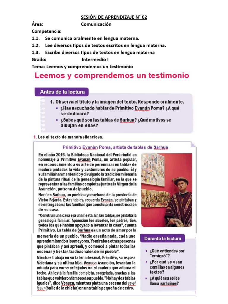Sesión de Aprendizaje #02 Com | PDF | Artes del Lenguaje y Comunicación