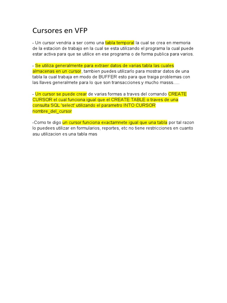 Cursores en VFP | PDF