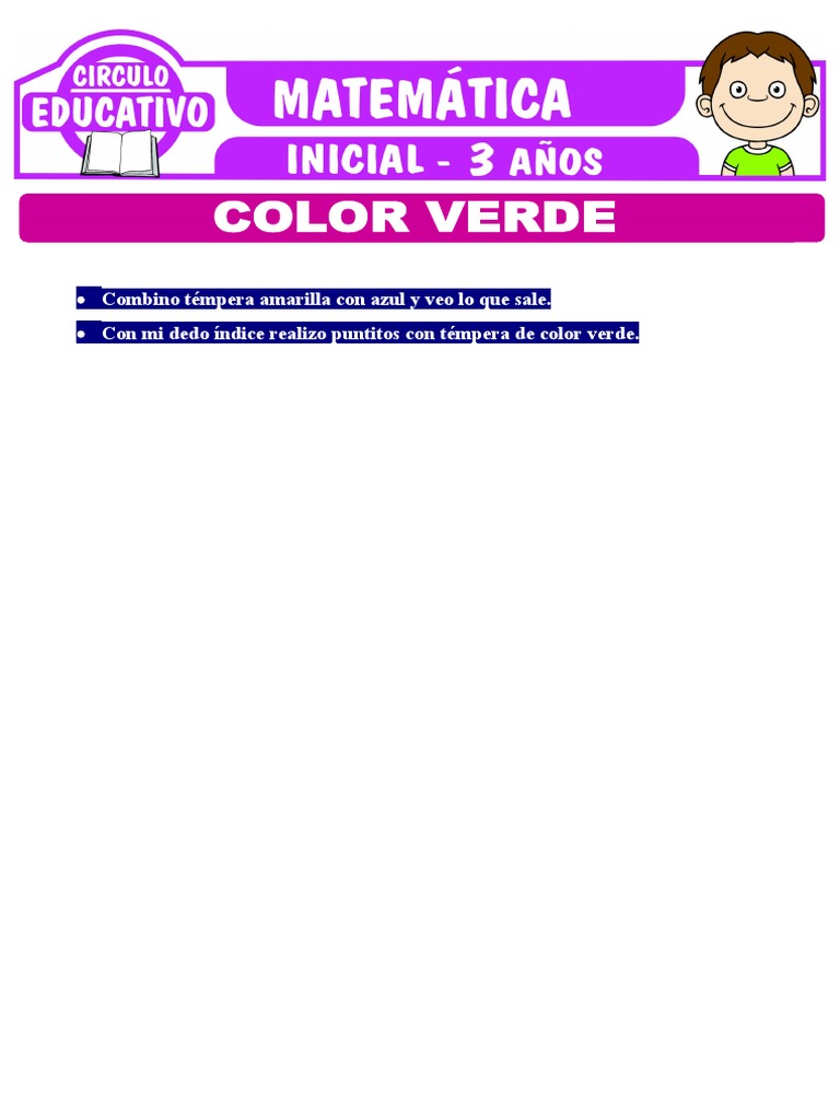 Color Verde para Ninos de Tres Anos | PDF