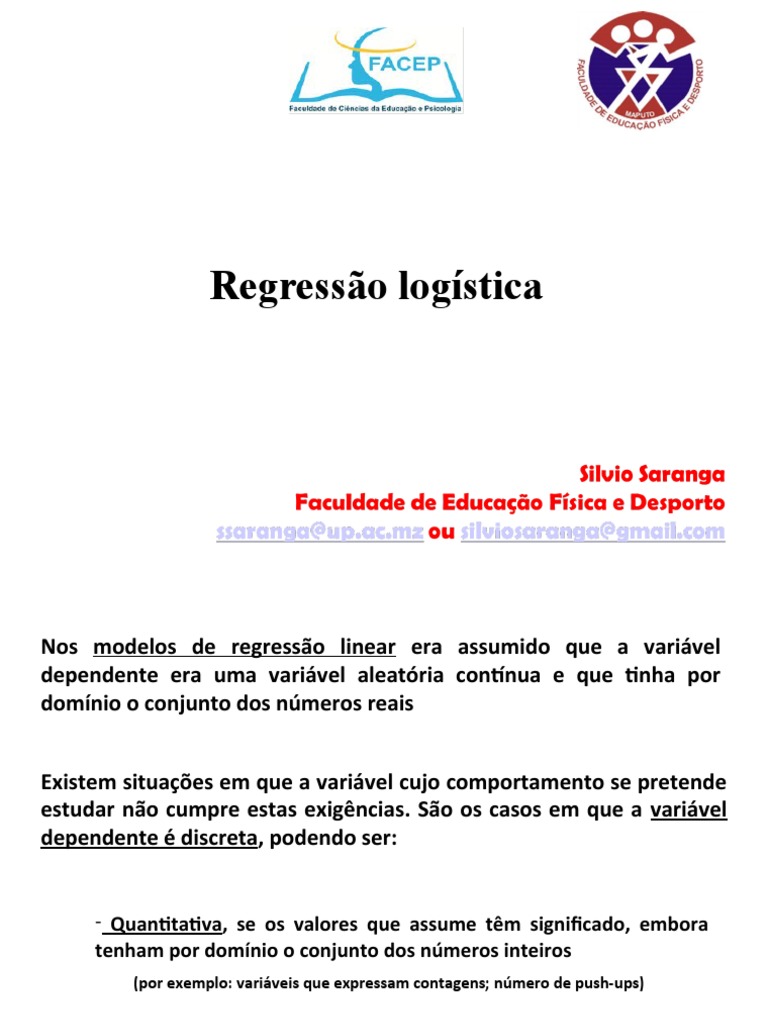 Fundamentos da Regressão Logística | PDF | Regressão logística | Teoria ...