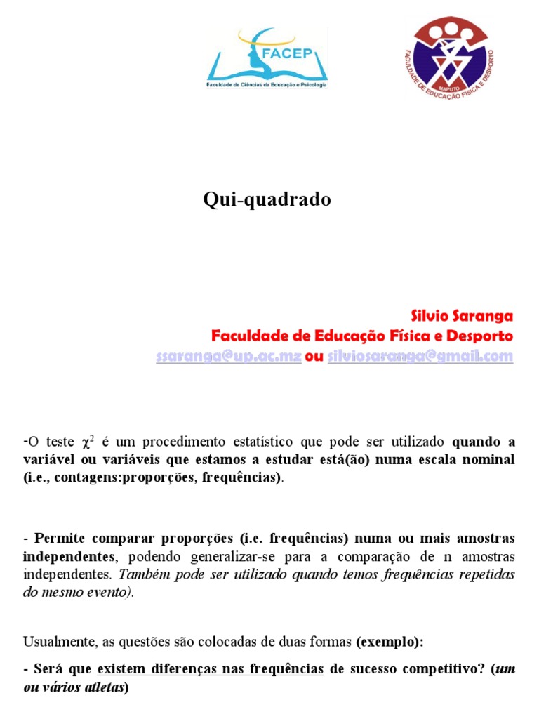 Qui-Quadrado | PDF | Distribuição Qui Chi | Distribuição de probabilidade