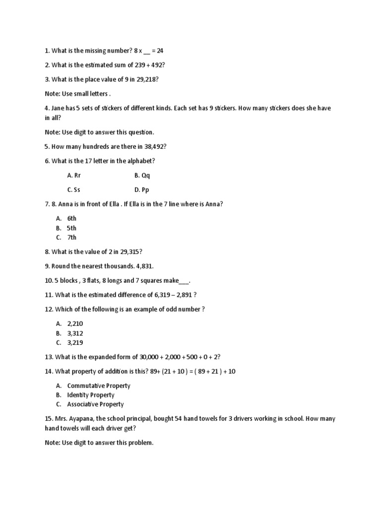 Quiz Bee Grade 3 | PDF