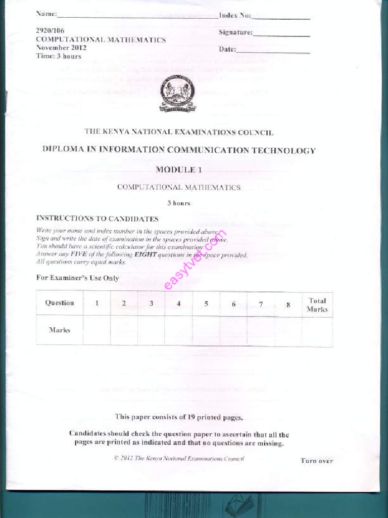 Past Paper, Comp Maths | PDF