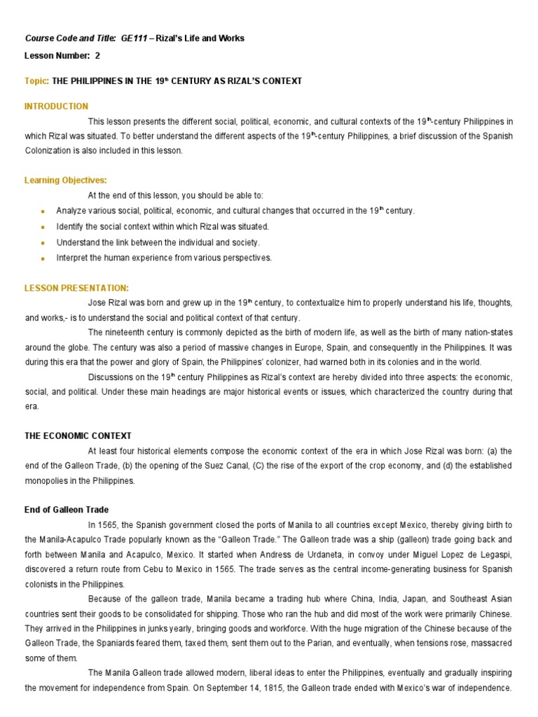 Lesson 2 Rizal | PDF | Philippines | Lease