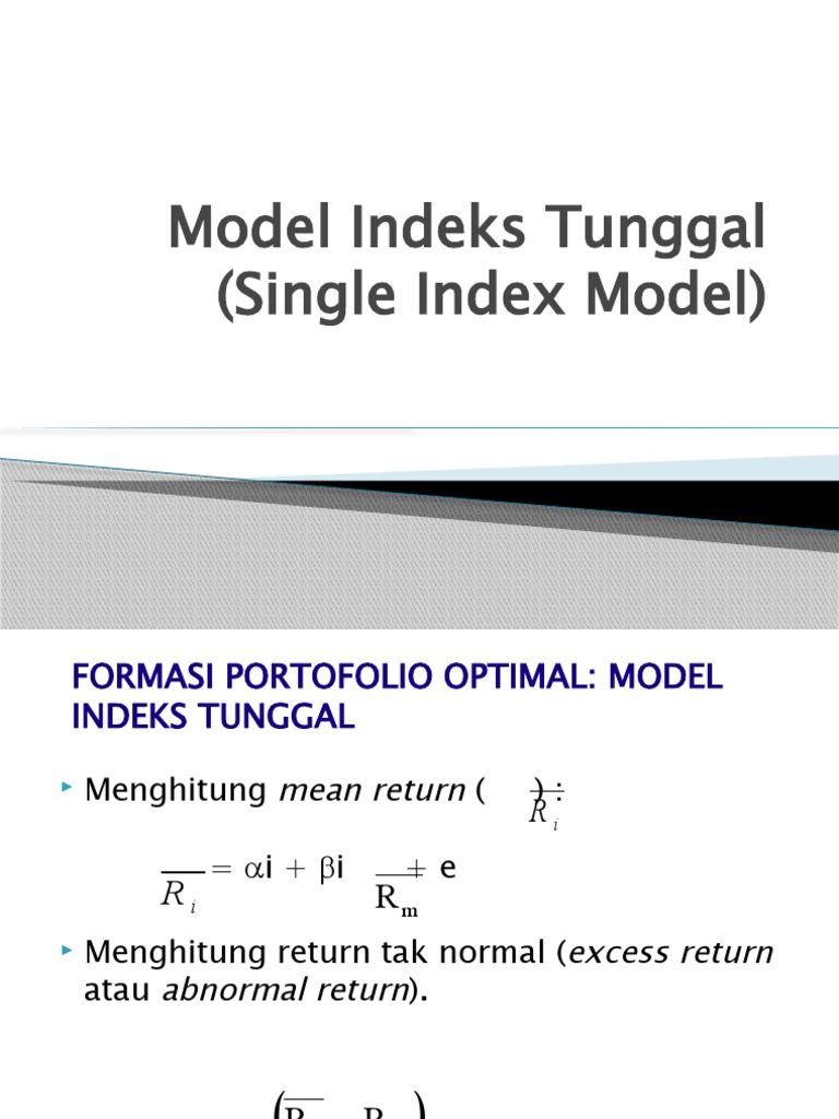 Bab 06 - Model Indeks Tunggal | PDF