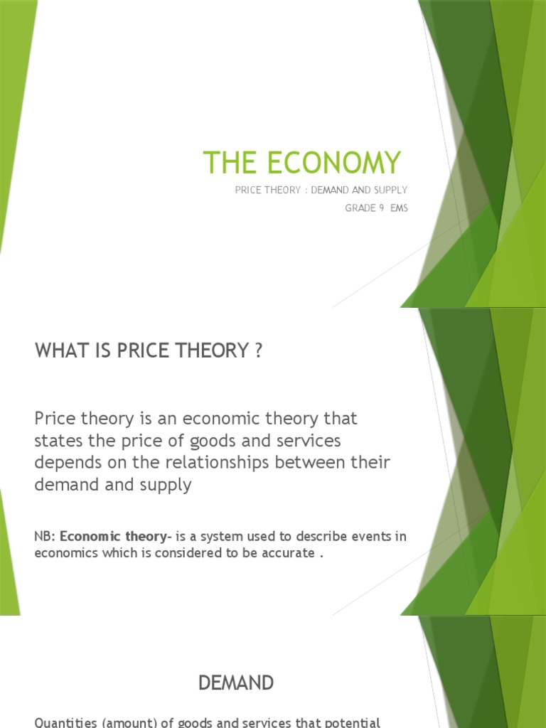 The Economy Price Theory Grade 9 Part 1 | PDF | Demand | Supply (Economics)