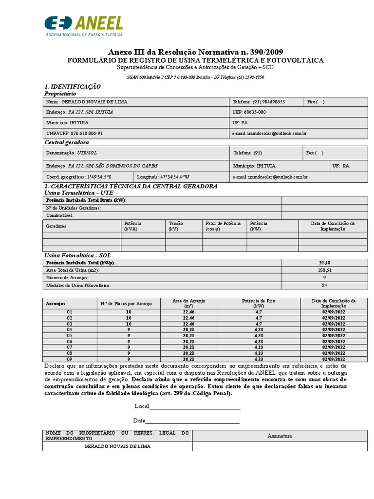 Formulário De Registro Aneel 2022 04 08t080727 864 Pdf