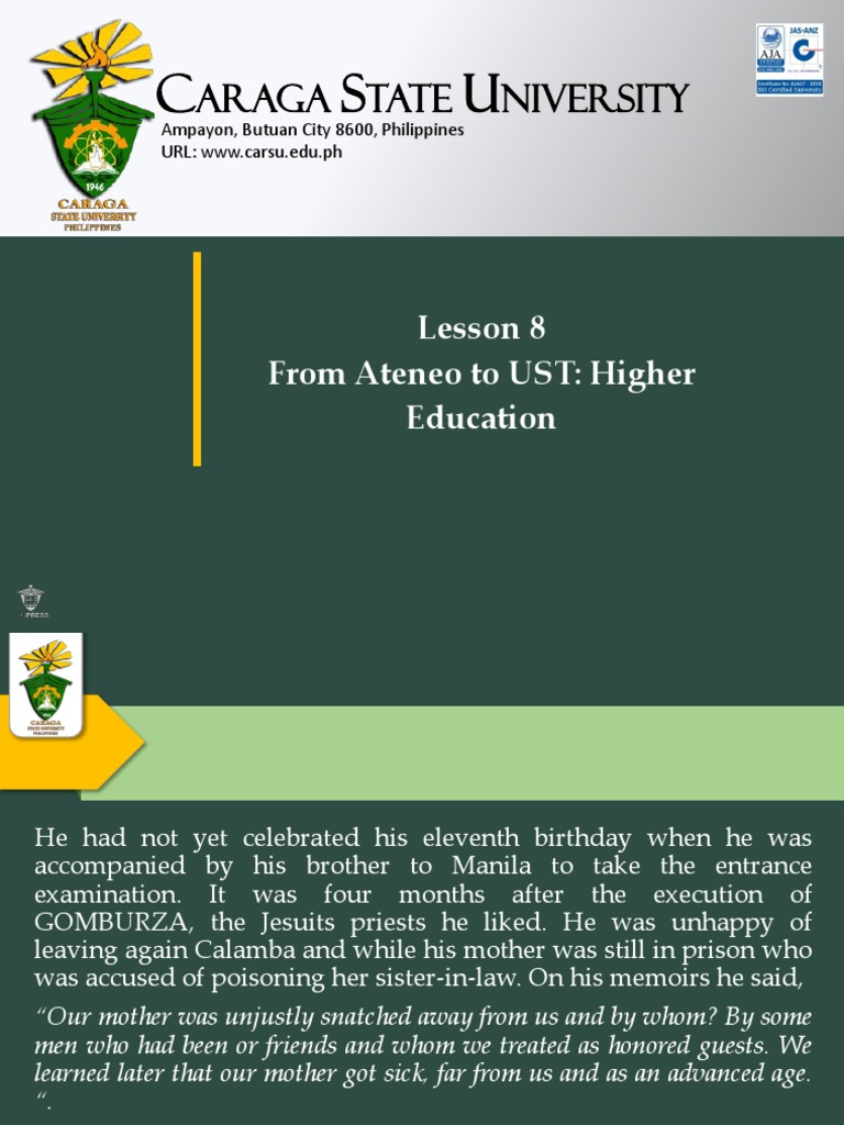 Lesson 8 From Ateneo To UST Higher Education | PDF