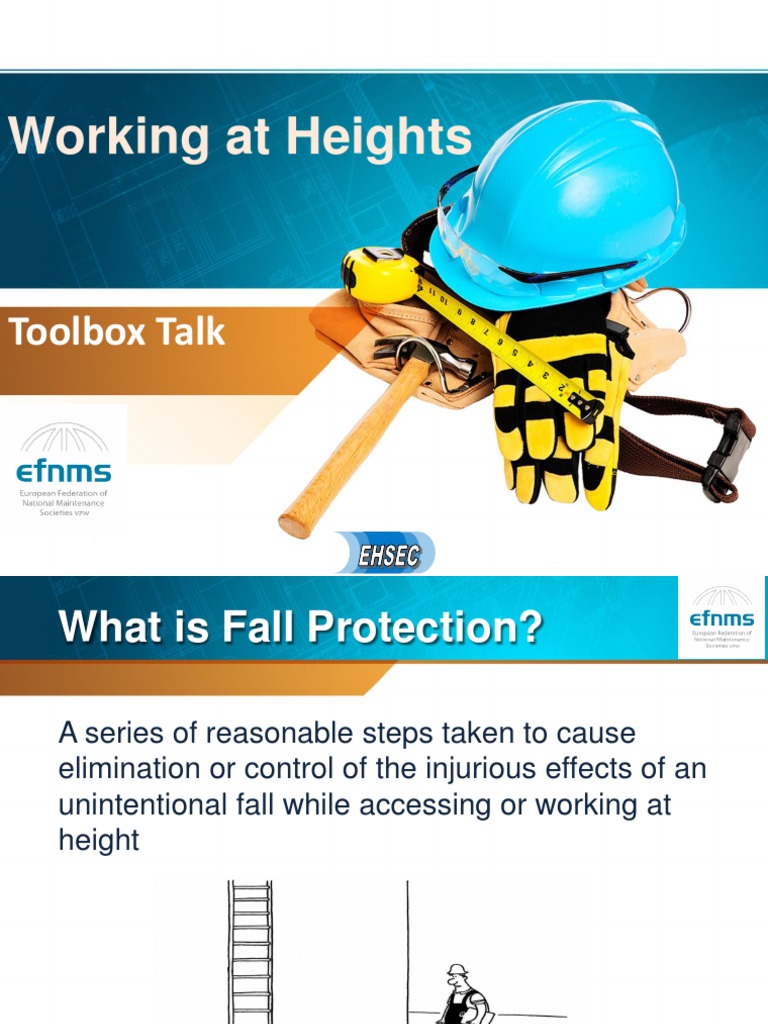 EHSEC Toolbox Talk Working at Heights | PDF | Occupational Safety And ...