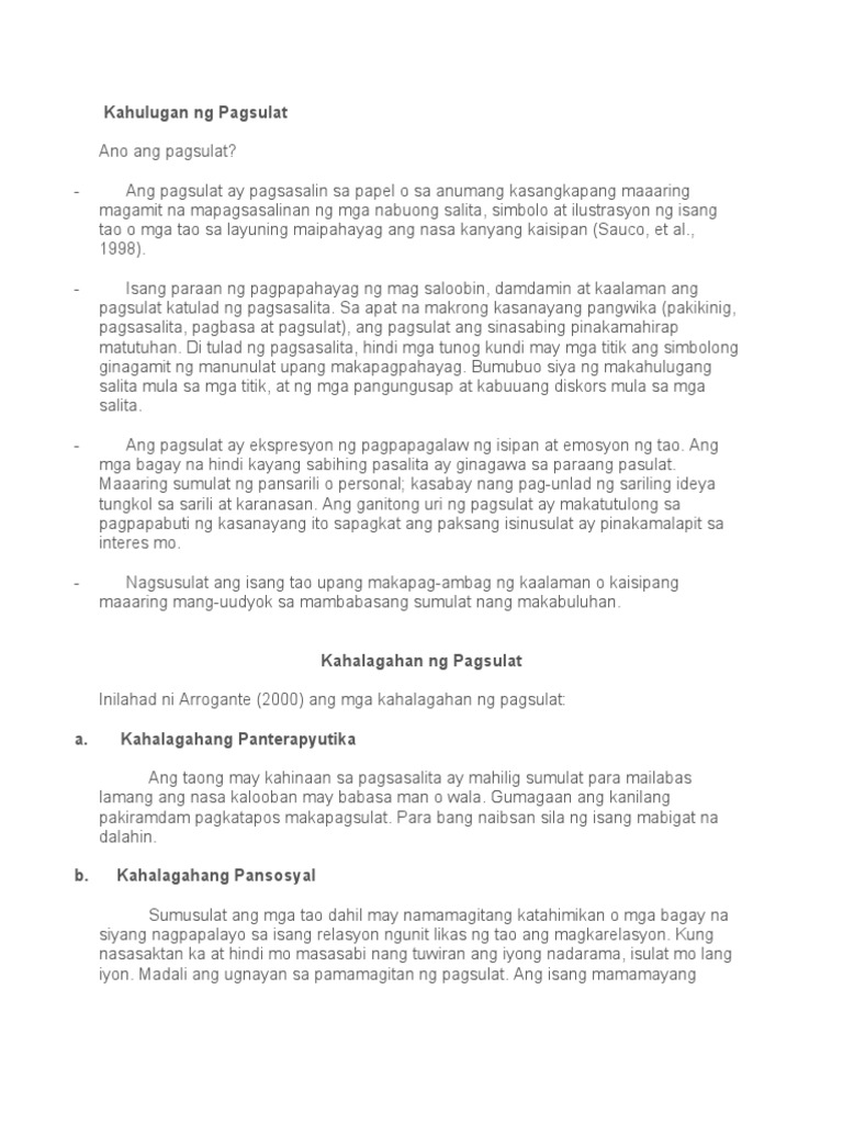 Kahulugan NG Pagsulat | PDF Kahulugan NG Pagsulat | PDF
