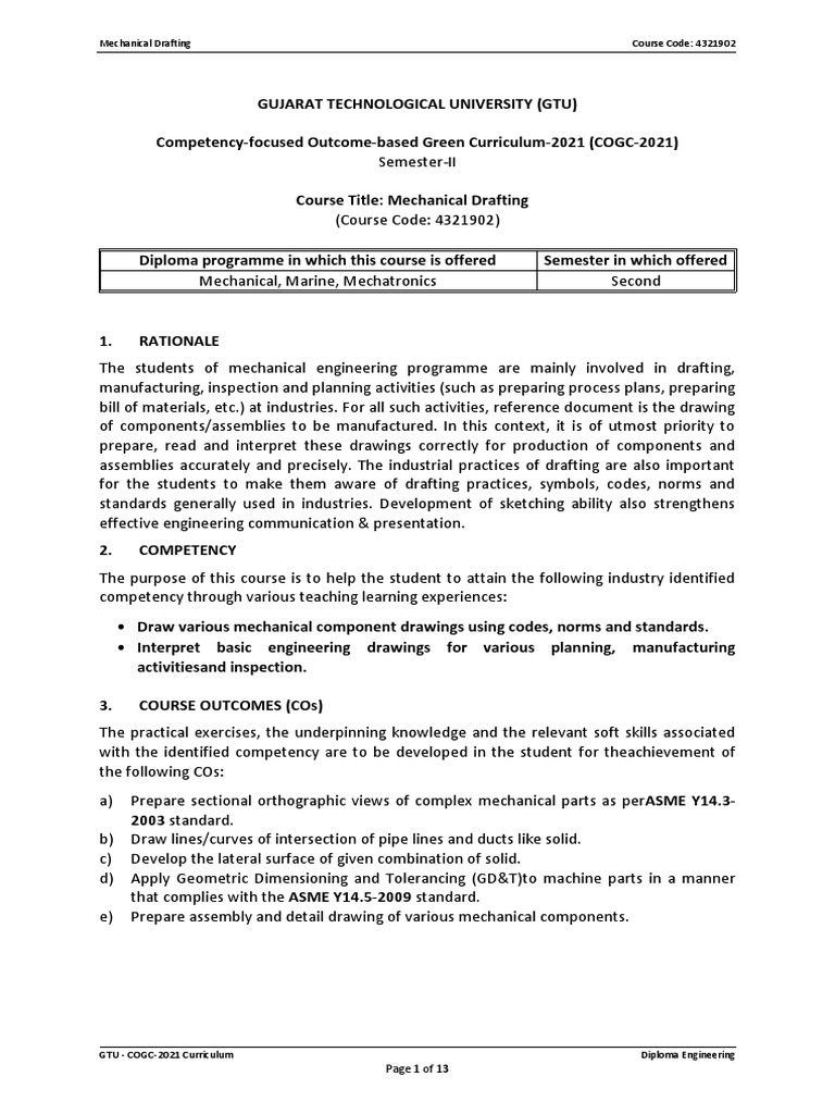 Mechanical Drafting Course Code: 4321902: Page 1 of 13 | PDF ...