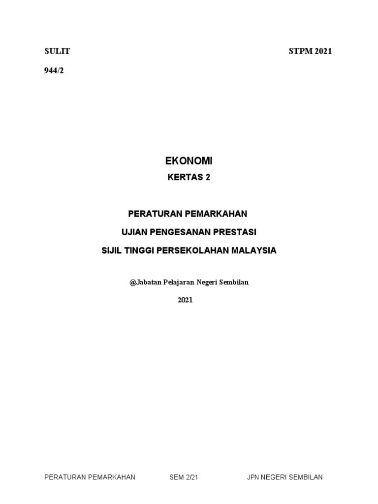 Skema Trial Eko 2 2021 n9 | PDF